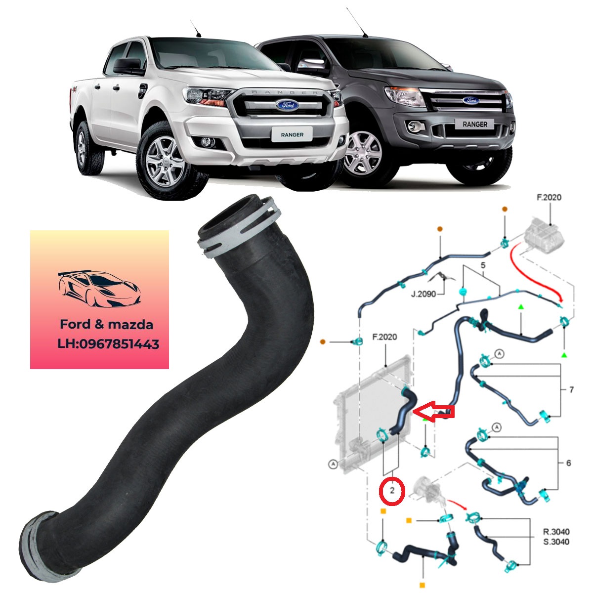 tuy ô két nước trên ranger mazda bt50 2012-2022