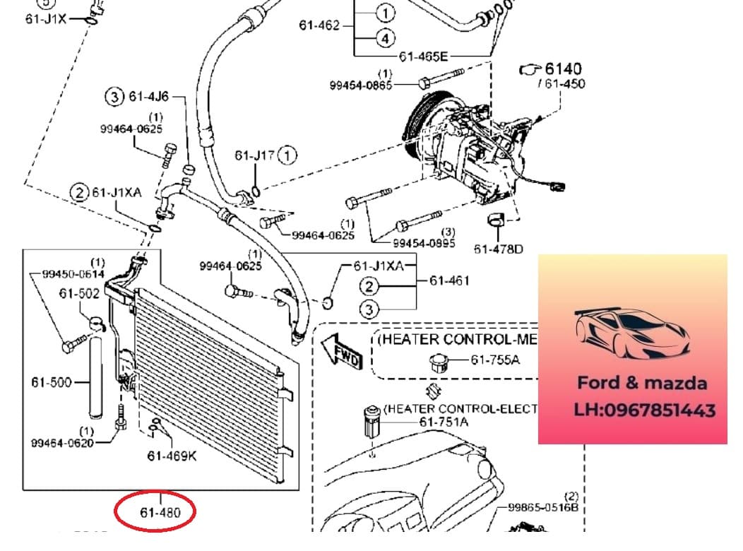 Két dàn nóng mazda 3 2009-2014