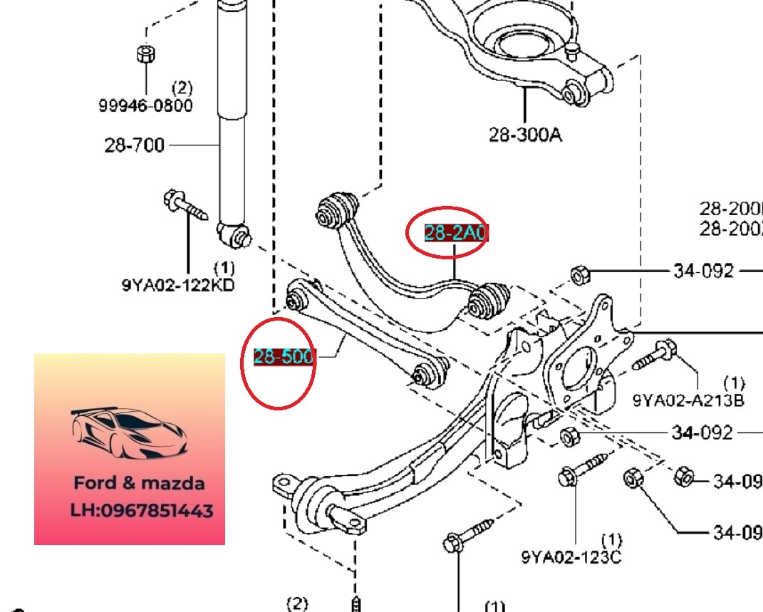 Thanh giằng sau mazda 3 2009-2014