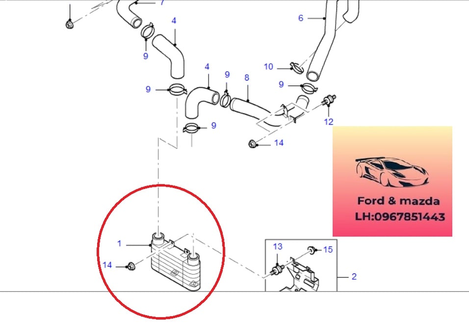 Két làm mát turbo ford ranger everest 2007-2014