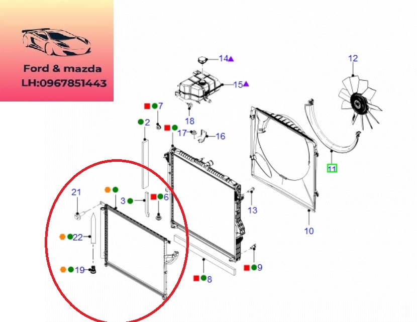 Dàn nóng ford ranger mazda bt50 2012-2022