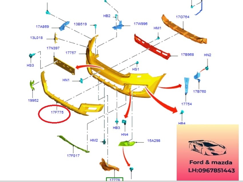 Ốp nhựa cản trước ford everest 2016-2022