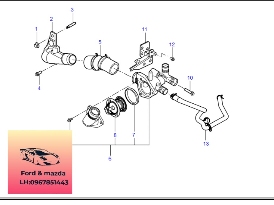 Ống nước vào van hằng nhiệt ford transit 2008-2022