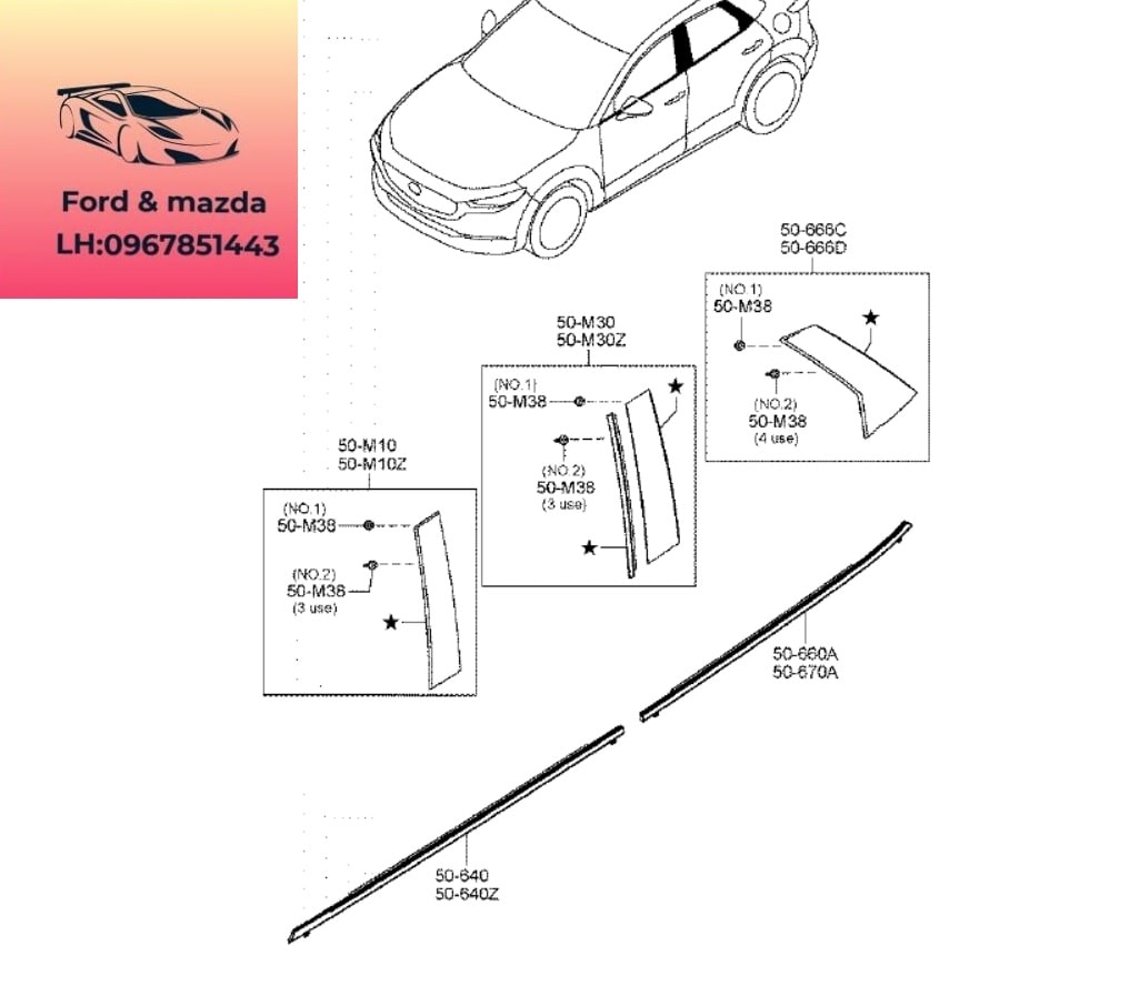 Nẹp ngoài cánh cửa mazda cx30 2021-2025